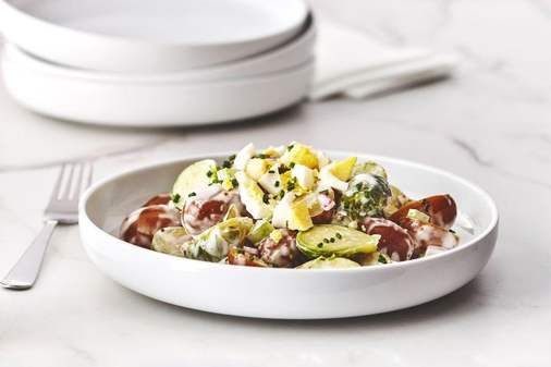 Warm potato and Brussels sprout salad | Arctic Gardens